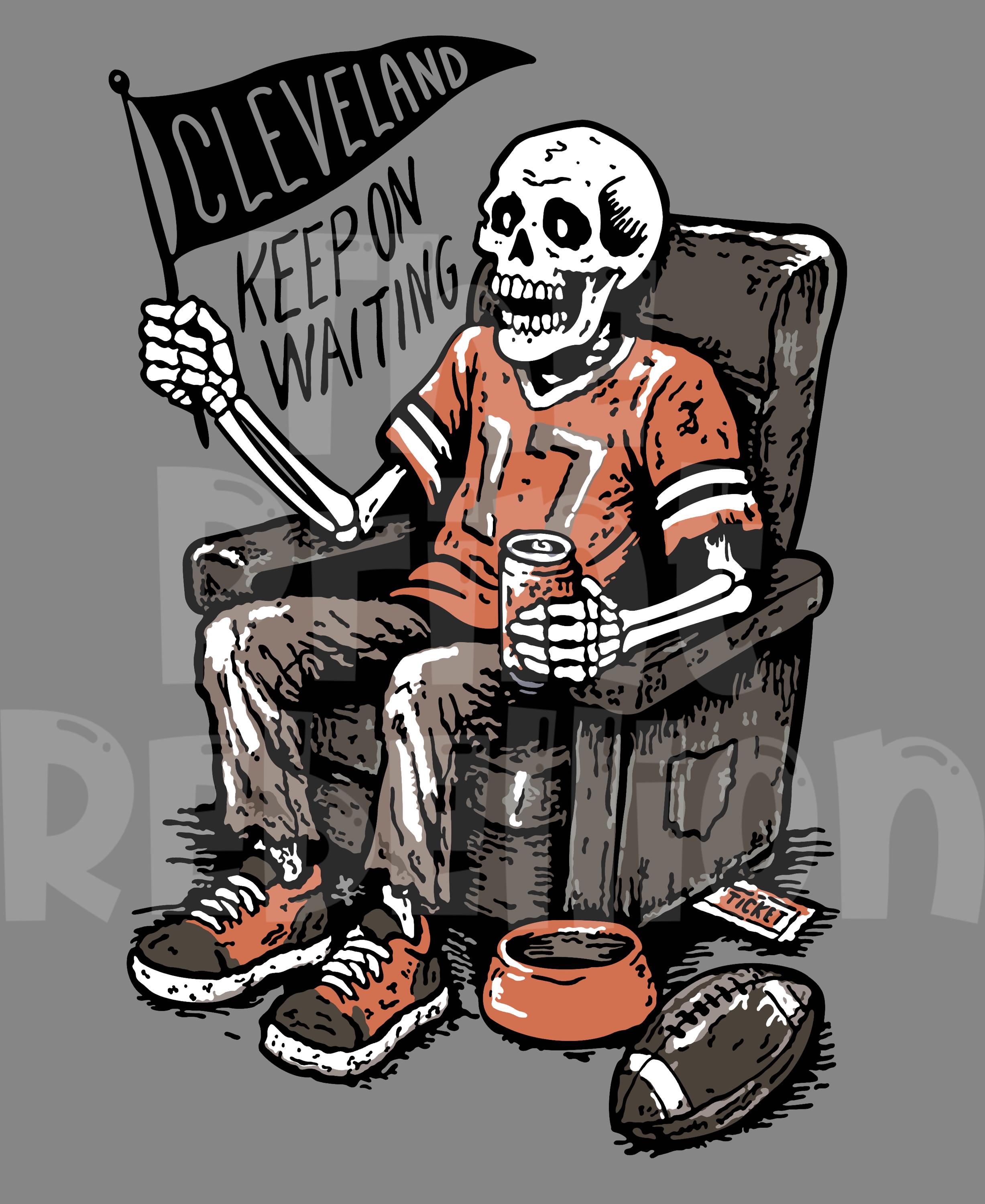 Still Waiting PNG, Cleveland, Football, Skeleton, Funny, Forever, Fan ...