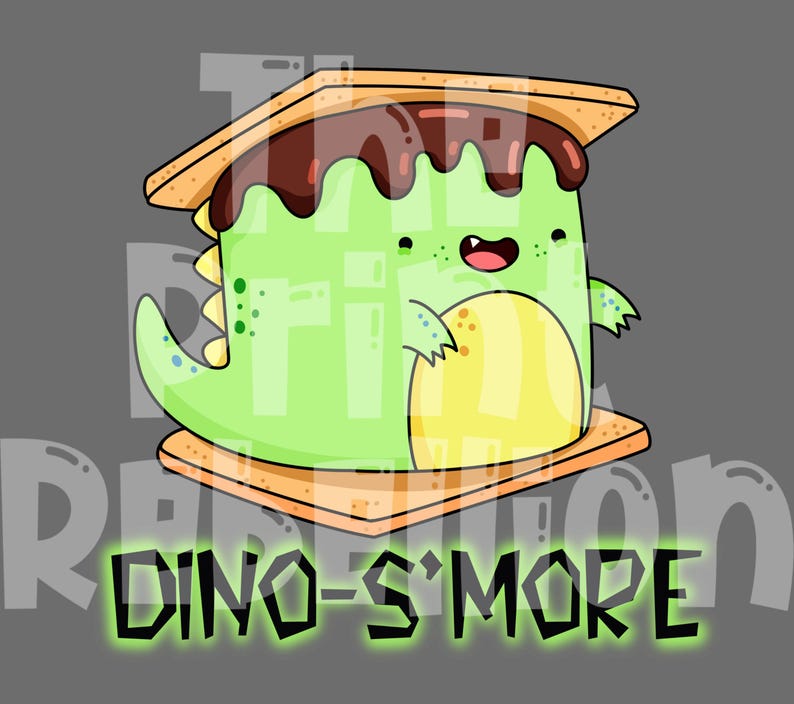 Dino-smore PNG, Dinosaur, Smore, Funny, Marshmallows, Summer, Fire ...