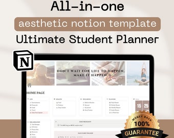 Student Notion Planner Template Digital Academic Planner Assignment ...