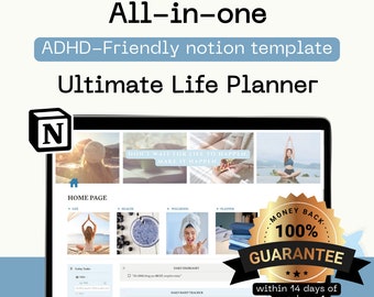 ADHD Notion Life Planner ADHD Notion Template, ADHD Notion, Notion Dashboard, All in One Notion ...