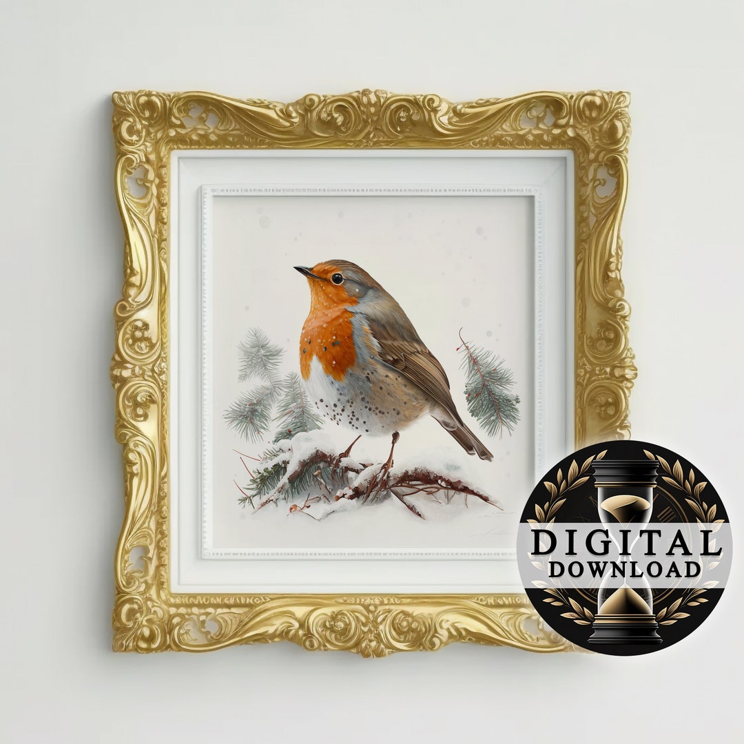 Winter Wonderland Robin in the Snow Printable Wall Art - Etsy