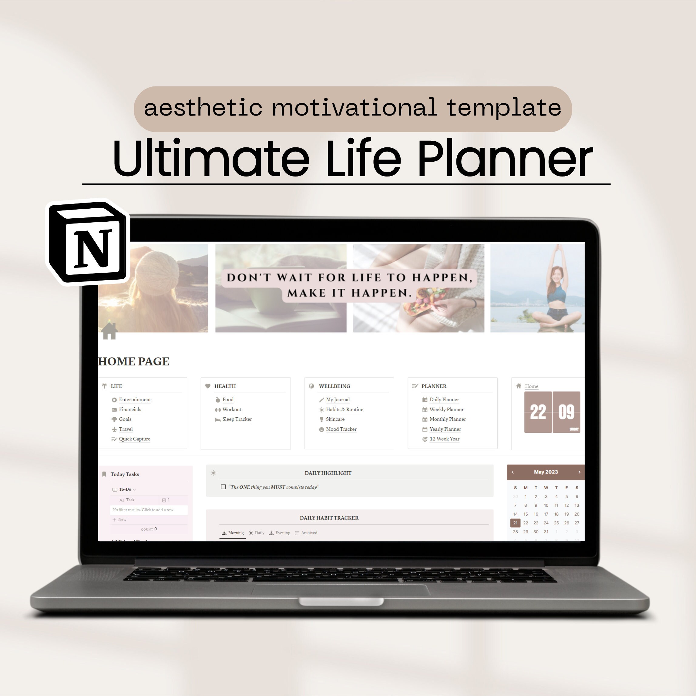 Minimal All in One Template, Aesthetic Notion Dashboard, Ultimate 2023 ...