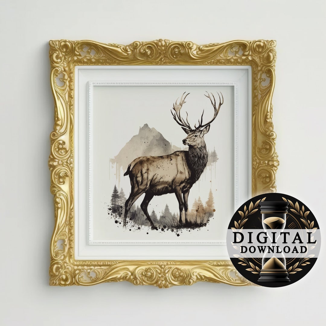 Vintage Stag Printable Wall Art - Rustic Decor, Nature-inspired ...