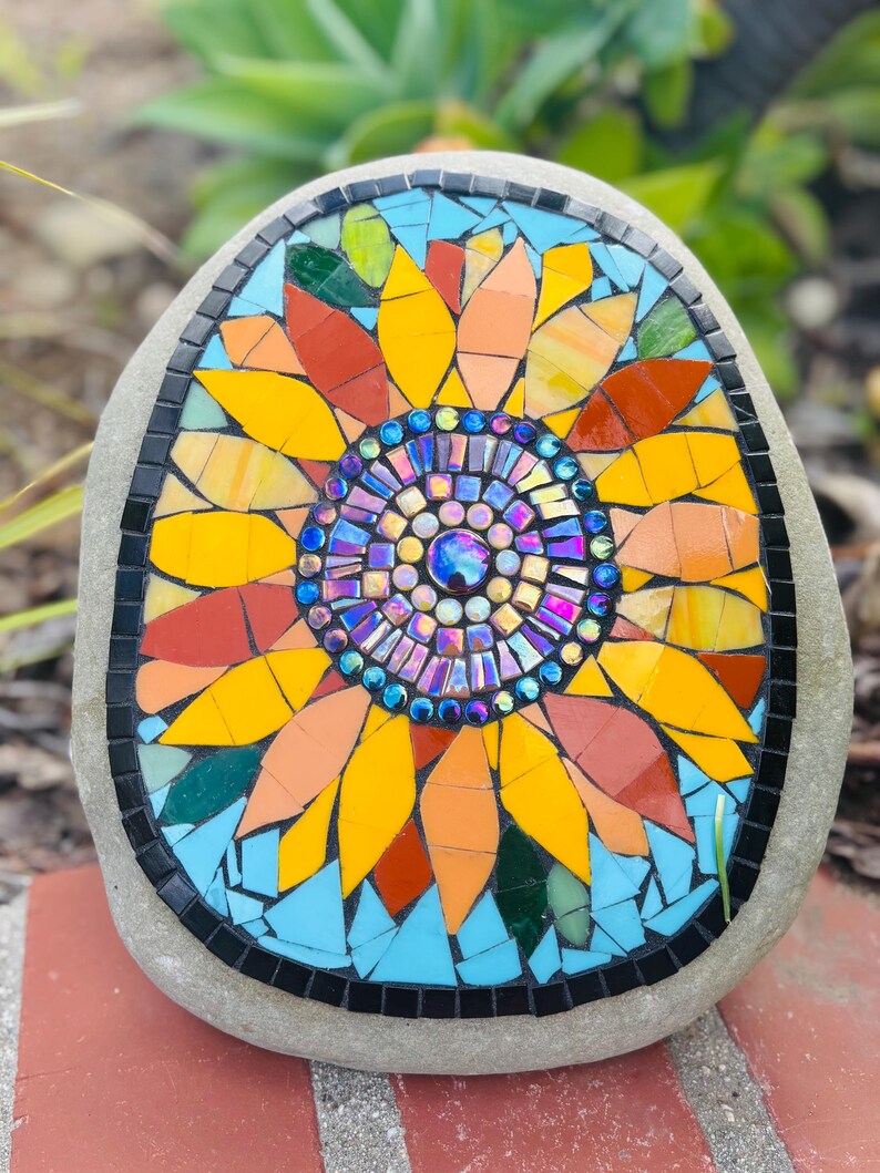 Big Sunflower Rock Mosaic - Etsy