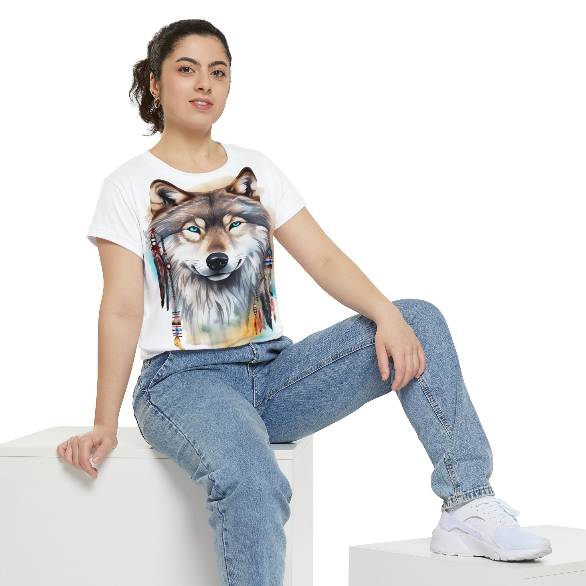 Wolf Tshirt Native Wolves Tee Animal Lover Women's Short Sleeve ...