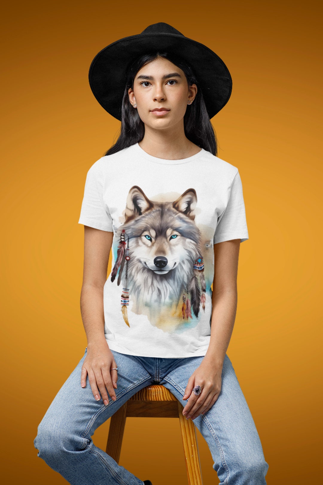 Wolf Tshirt Native Wolves Tee Animal Lover Women's Short Sleeve Adventure Wolf Clothing Boho ...