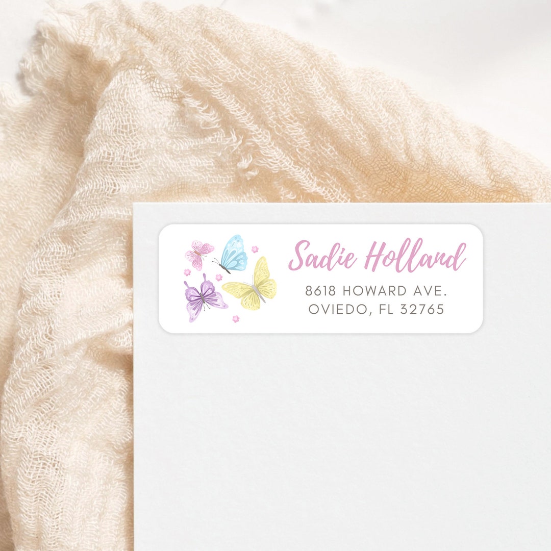 Pastel Butterflies Return Address Labels, Personalized Self - Adhesive ...