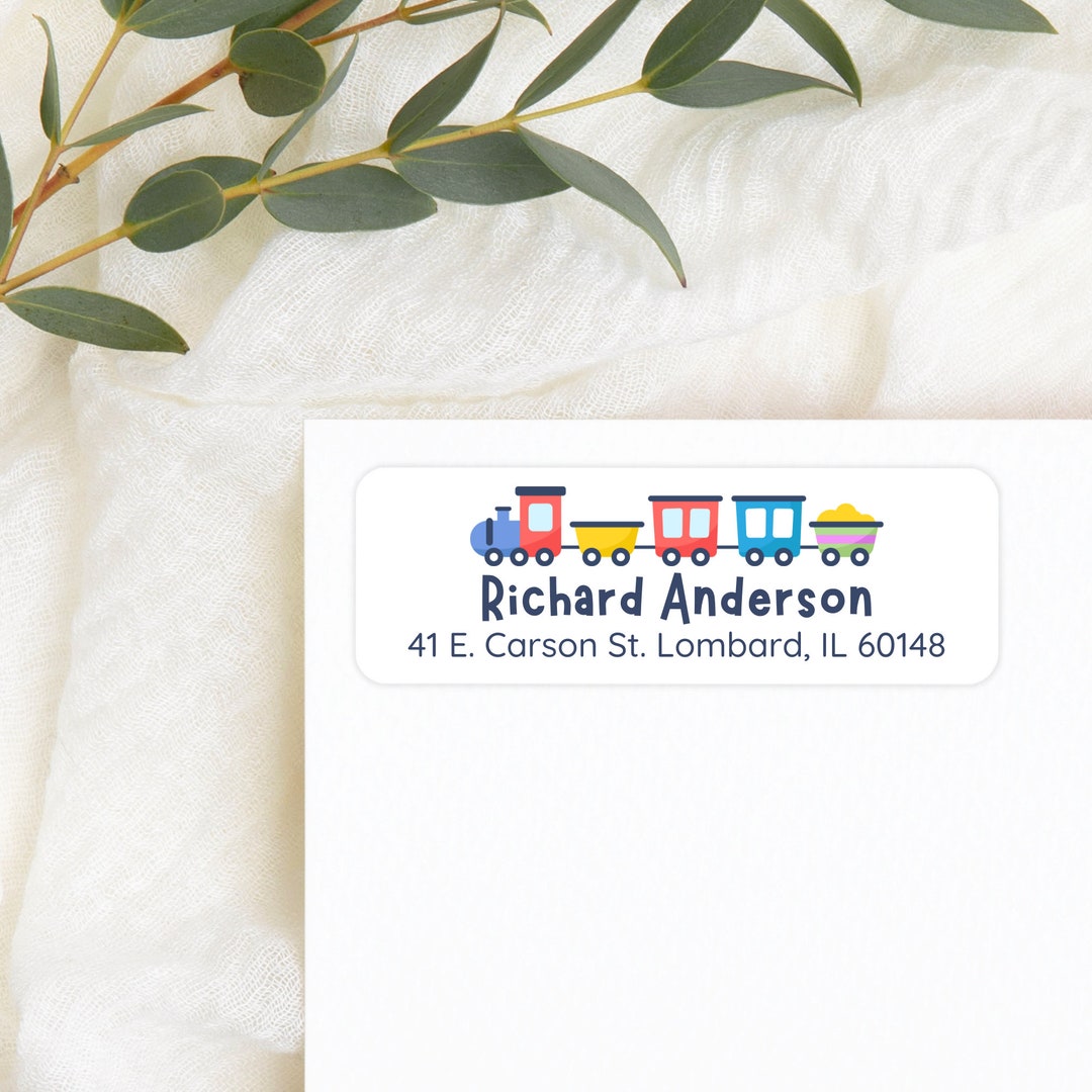 Train Return Address Labels for Kids, Personalized Self - Adhesive ...