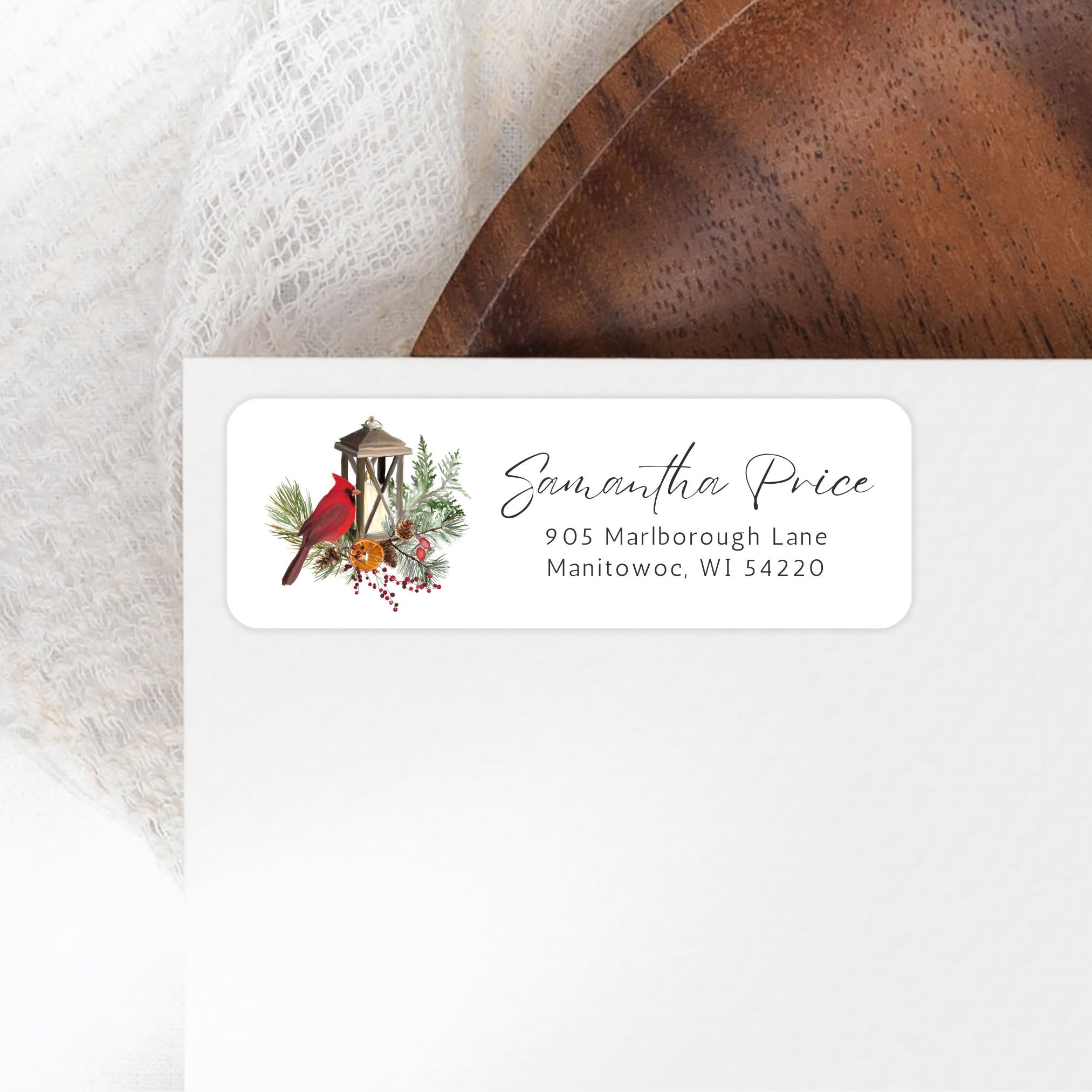 Christmas Cardinal Return Address Labels, Personalized Self - Adhesive ...