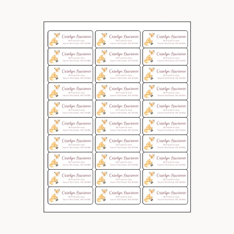 Woodland Animals Return Address Labels, Personalized Self - Adhesive ...