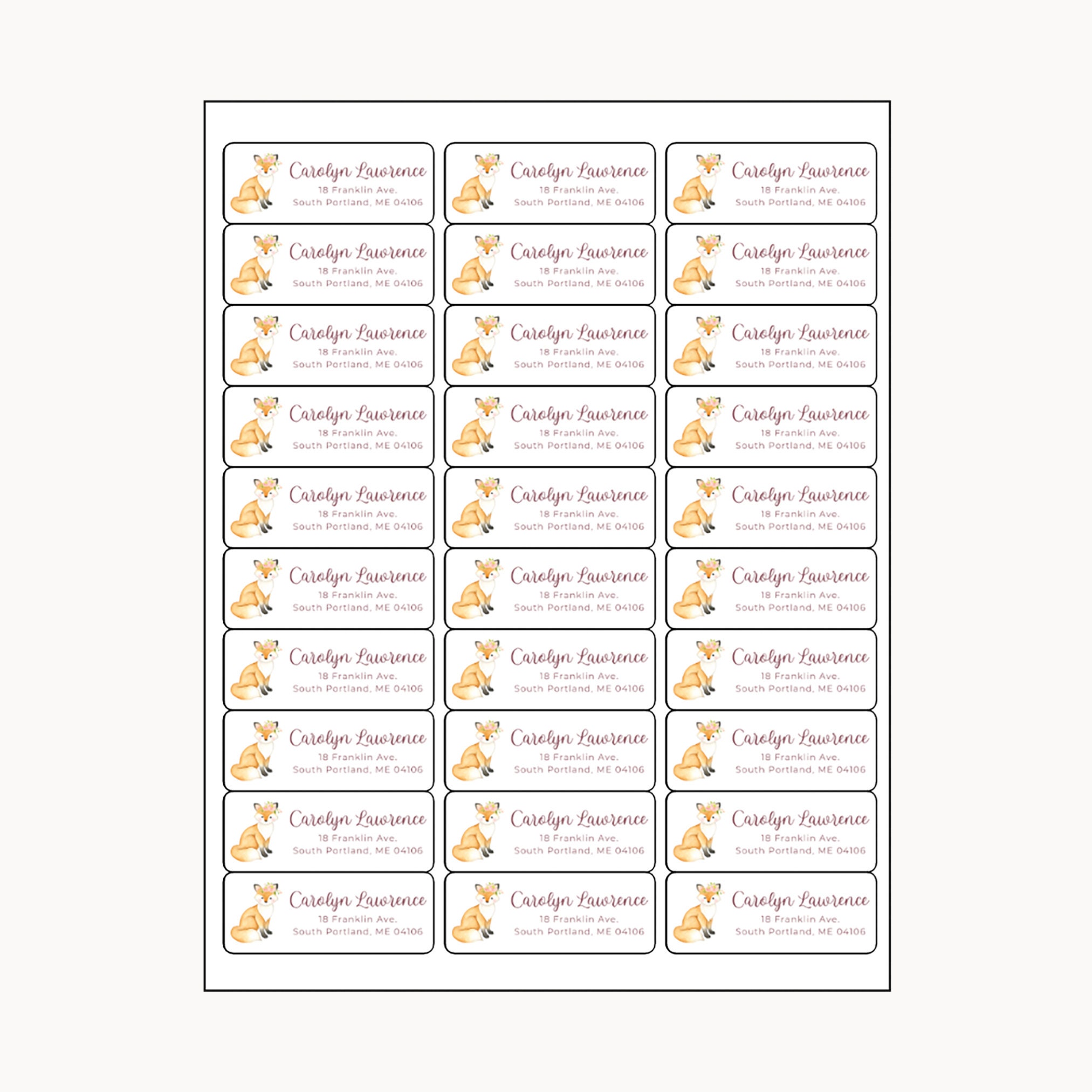 Woodland Animals Return Address Labels, Personalized Self - Adhesive ...