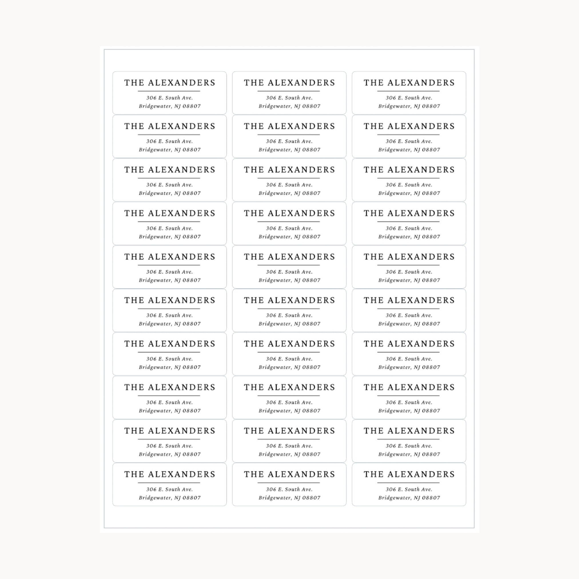 Modern Minimalist Return Address Labels, Personalized Self - Adhesive ...