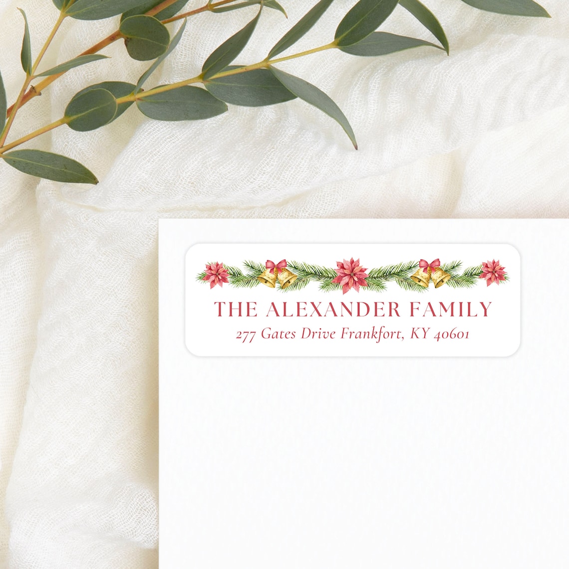 Festive Holiday Return Address Labels, Personalized Self - Adhesive ...
