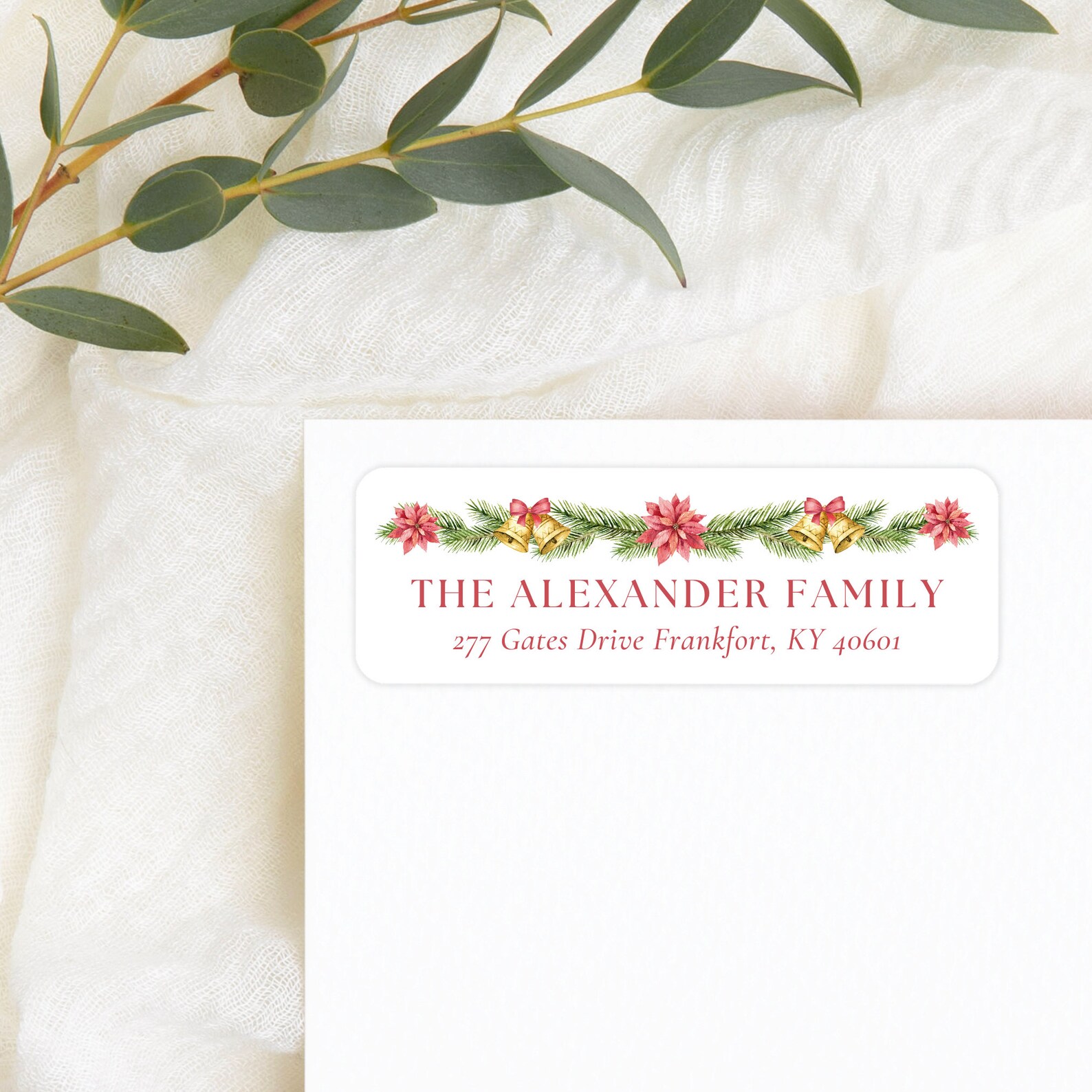Festive Holiday Return Address Labels, Personalized Self - Adhesive ...