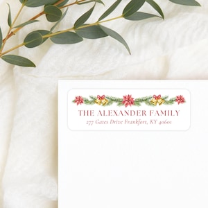 Festive Holiday Return Address Labels, Personalized Self - Adhesive ...
