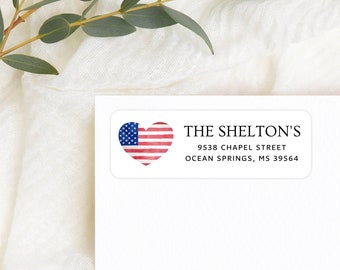 Return Address Labels American Flag Address Labels Patriotic Address ...