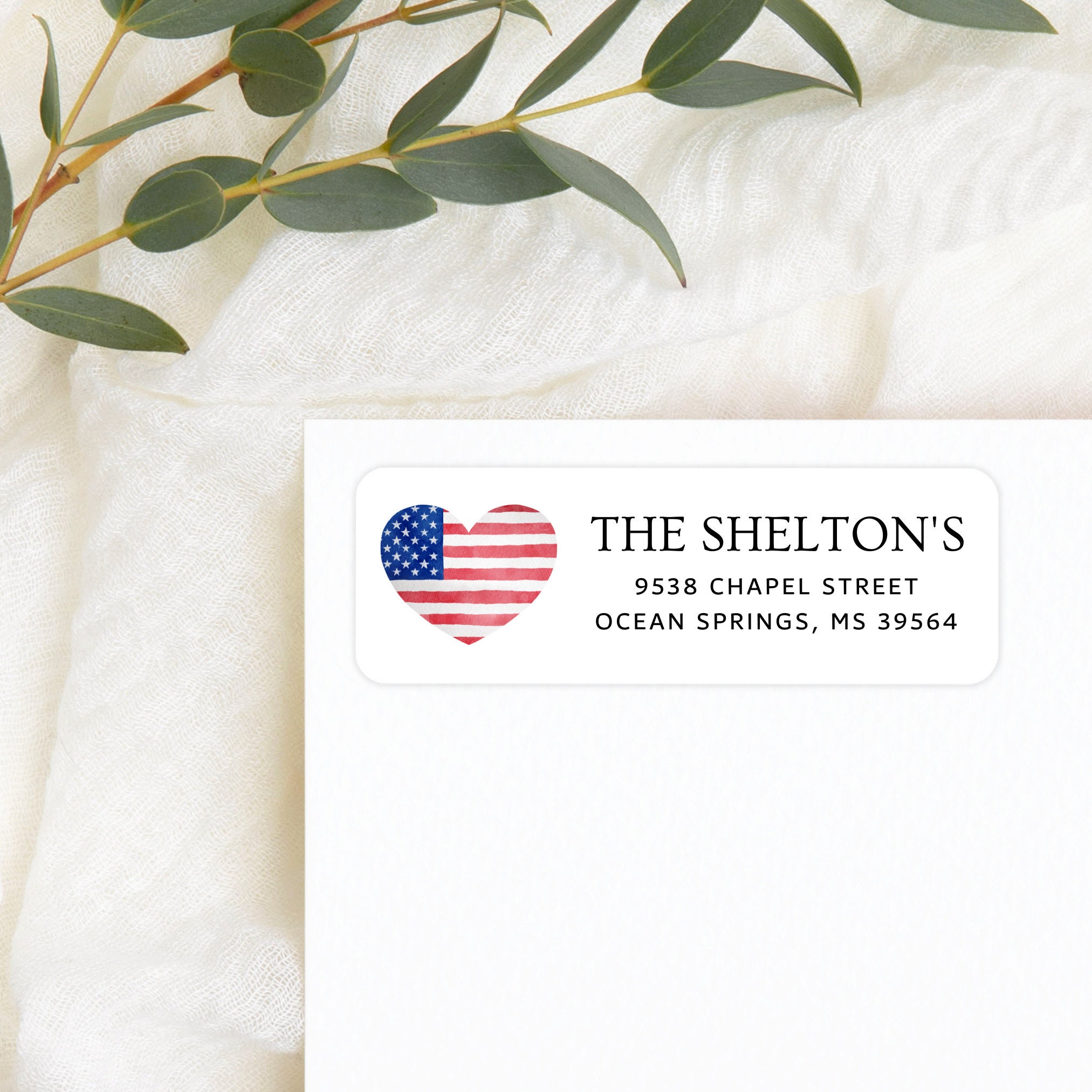 Patriotic USA Flag Return Address Labels, Personalized Self - Adhesive ...