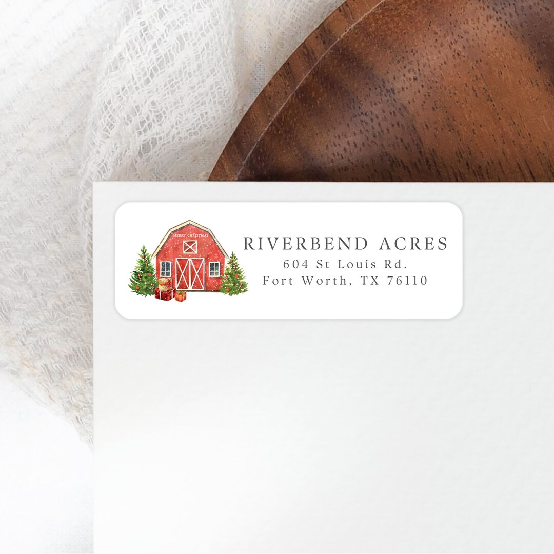 Christmas Barn Return Address Labels, Personalized Self - Adhesive ...