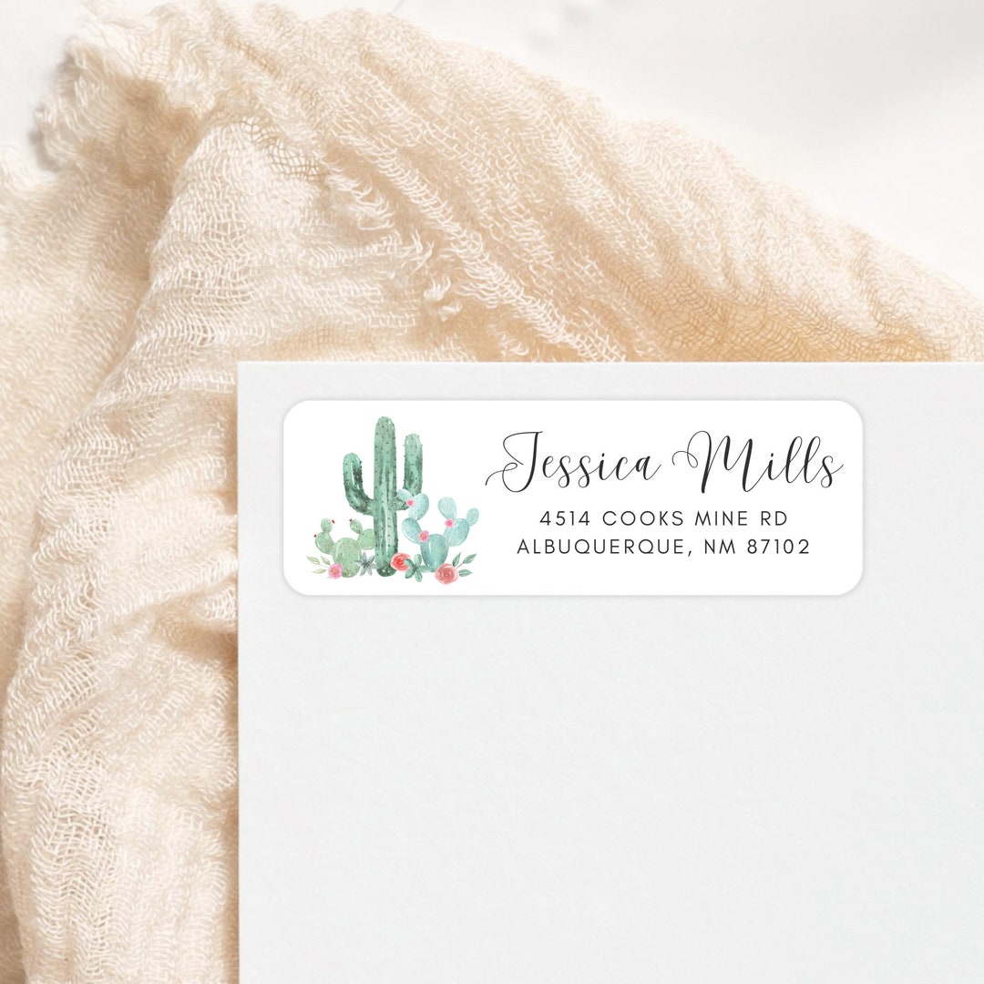Cactus Return Address Labels, Personalized Self - Adhesive Return ...