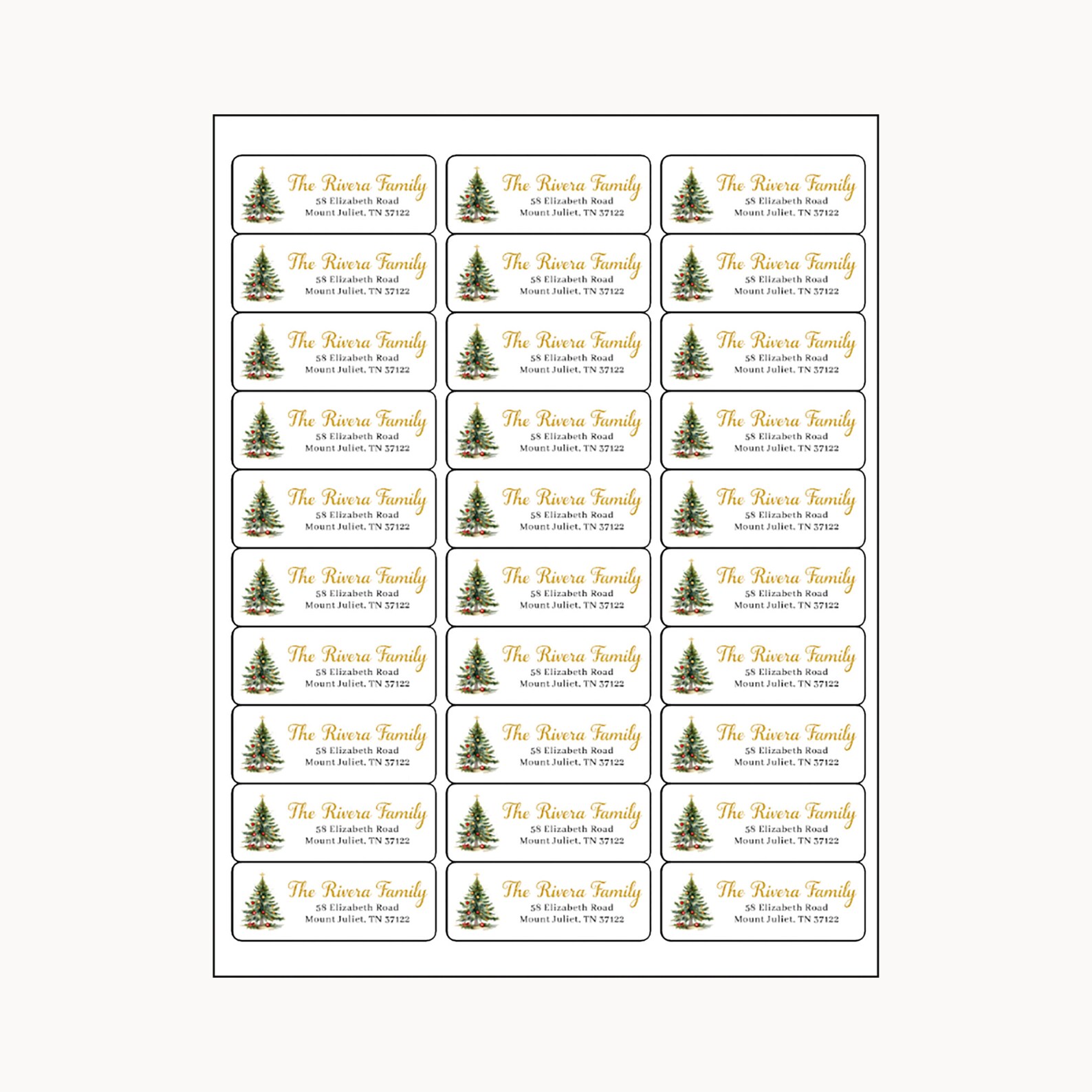 Christmas Tree Return Address Labels, Personalized Self - Adhesive ...