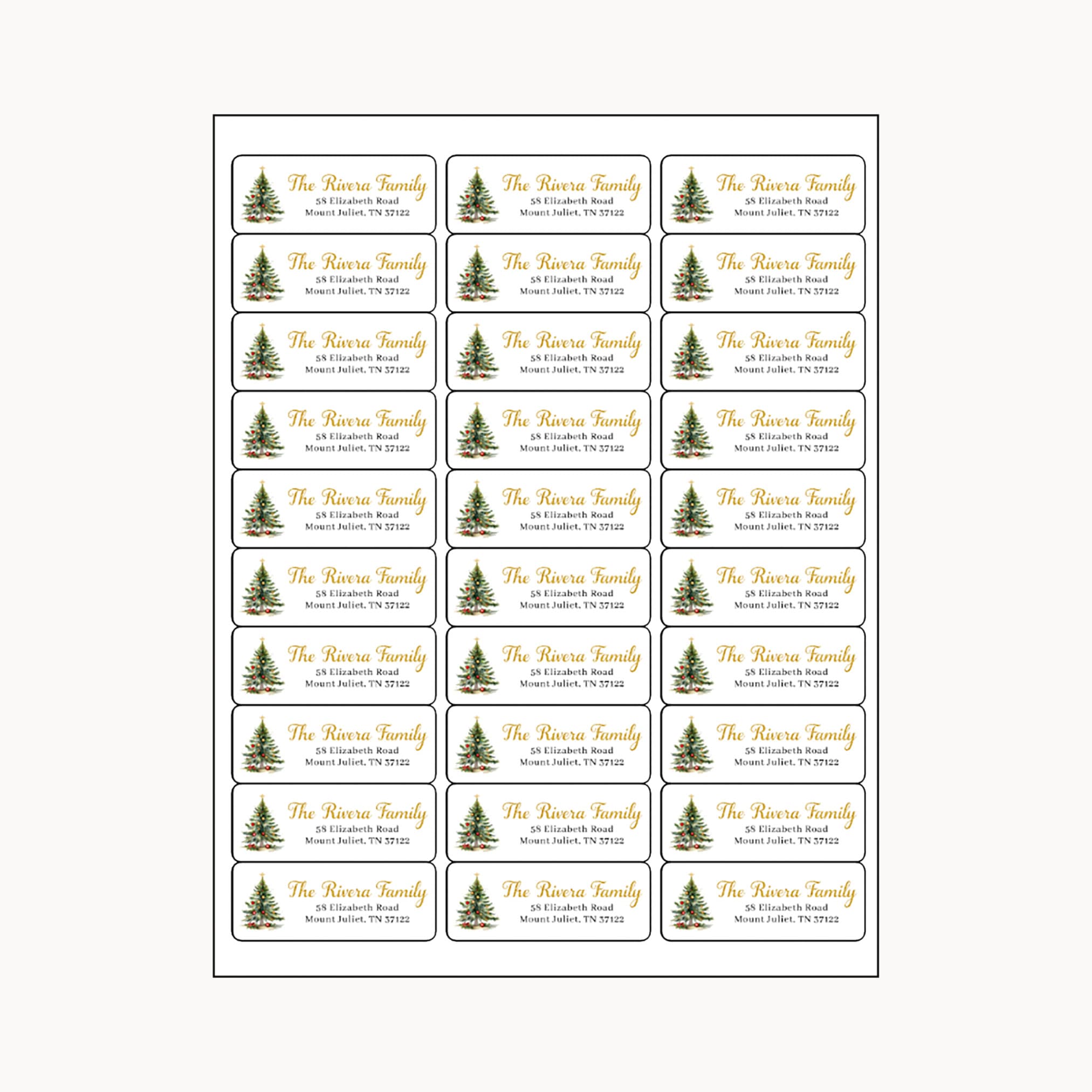 Christmas Tree Return Address Labels, Personalized Self - Adhesive ...