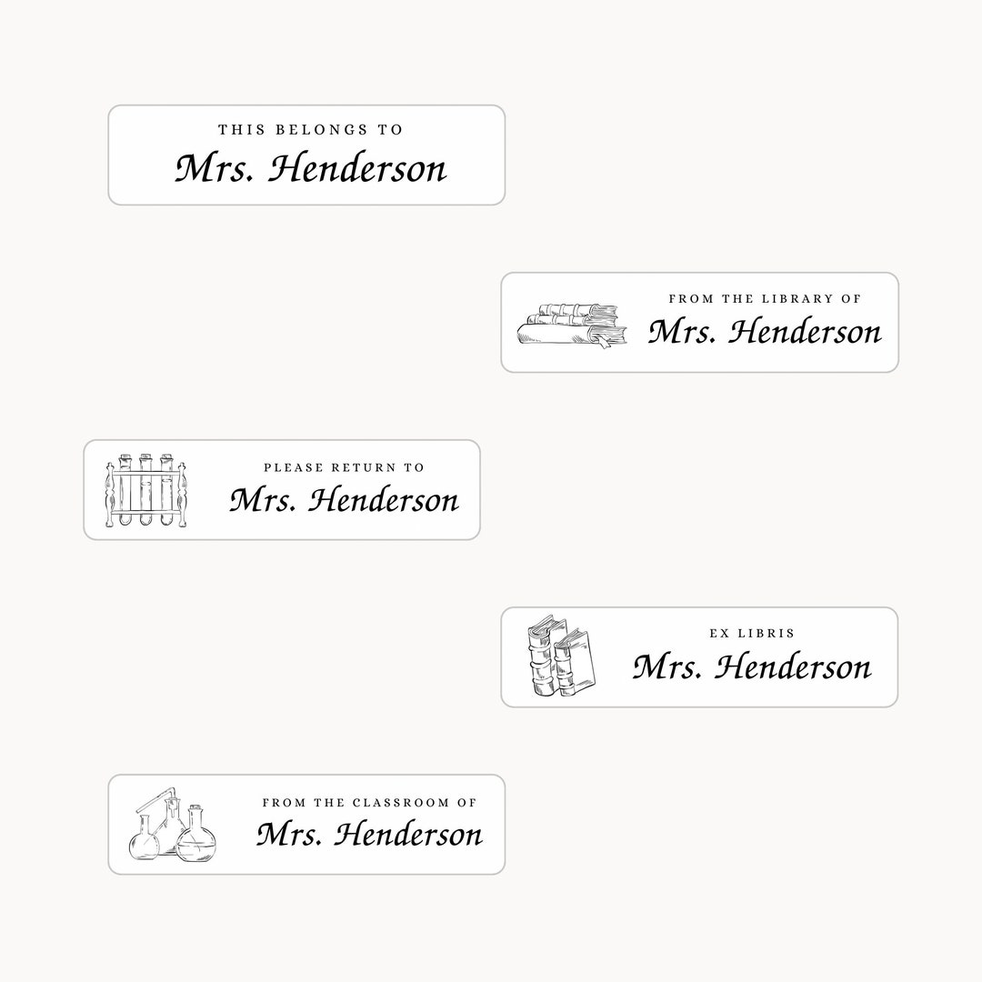 Elegant Classic Teacher Name Labels, Book Labels, Personalized Self ...
