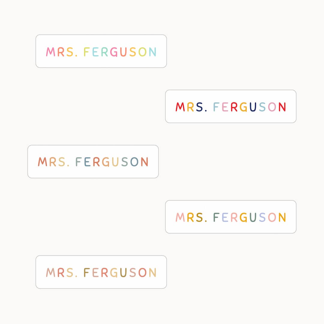 Rainbow Teacher Name Labels, Teacher Book Labels, Colorful Teacher ...