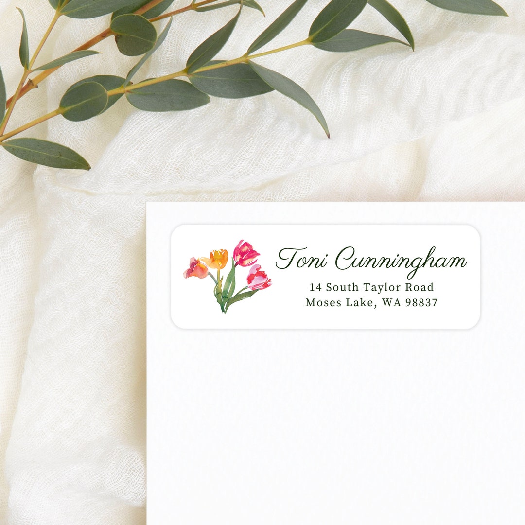 Tulip Return Address Labels, Personalized Self - Adhesive Return ...
