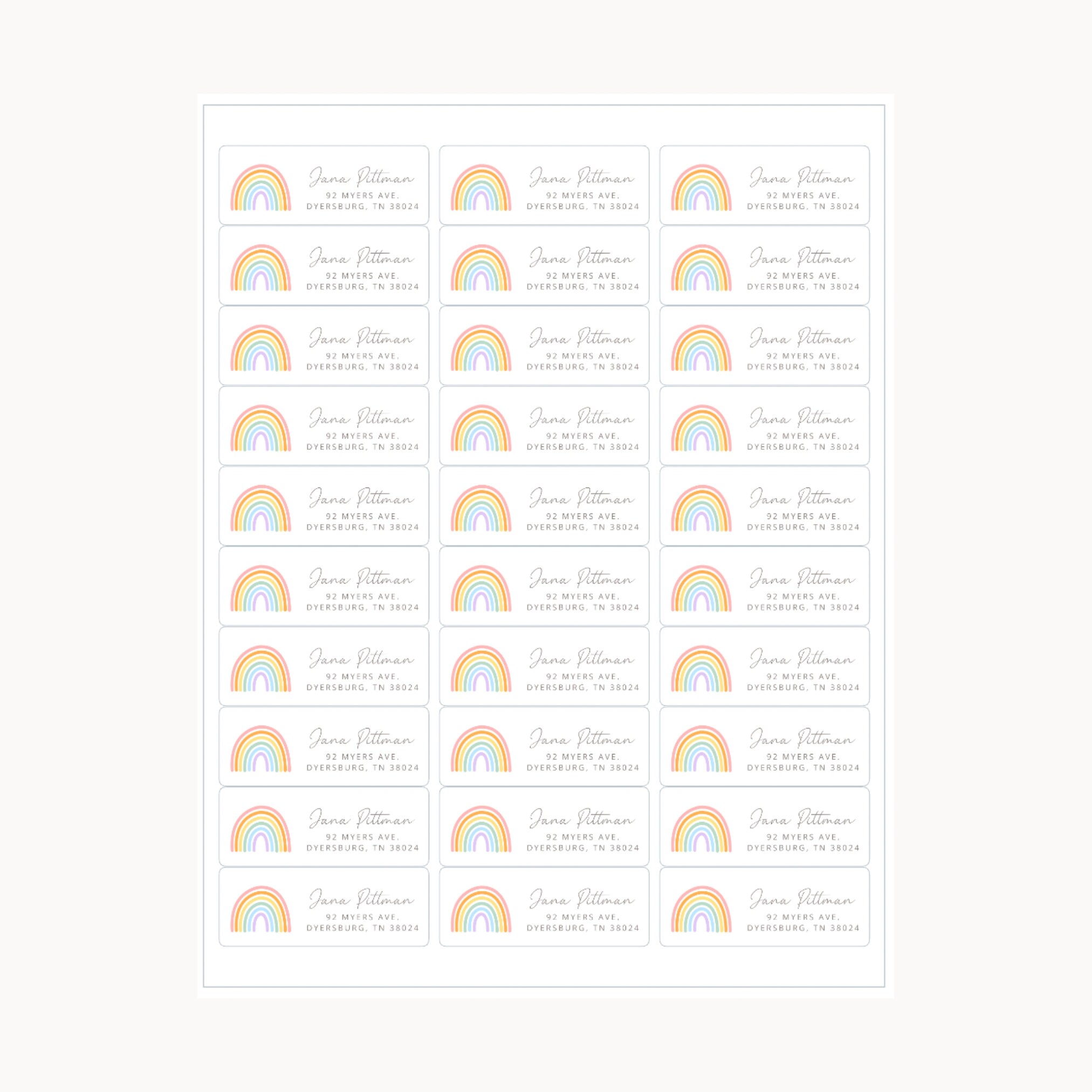 Boho Rainbow Return Address Labels, Personalized Self - Adhesive Name ...