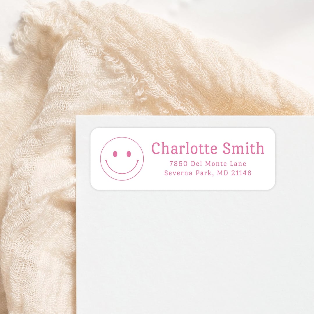 Smiley Face Return Address Labels, Personalized Self - Adhesive Return ...