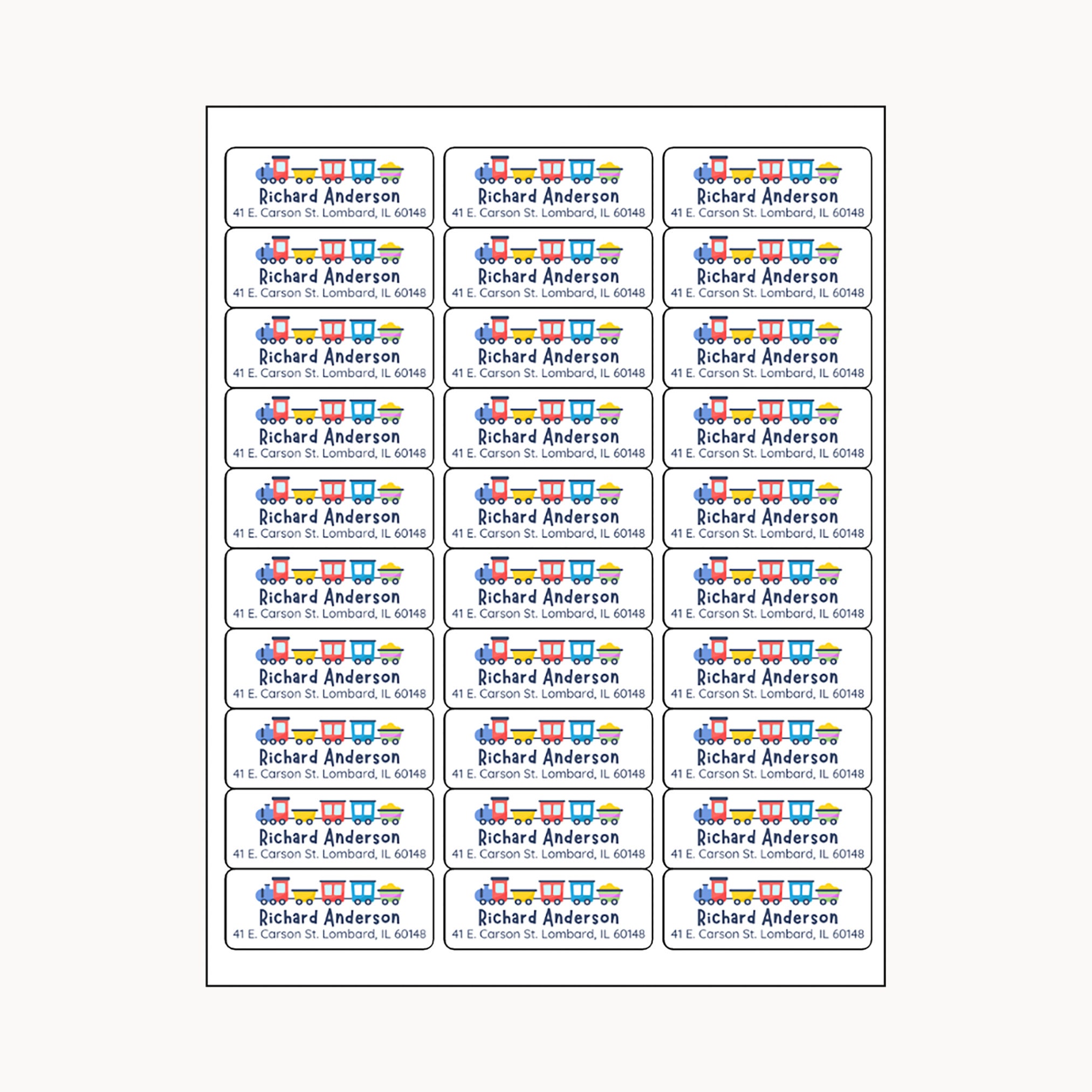 Train Return Address Labels for Kids, Personalized Self - Adhesive ...