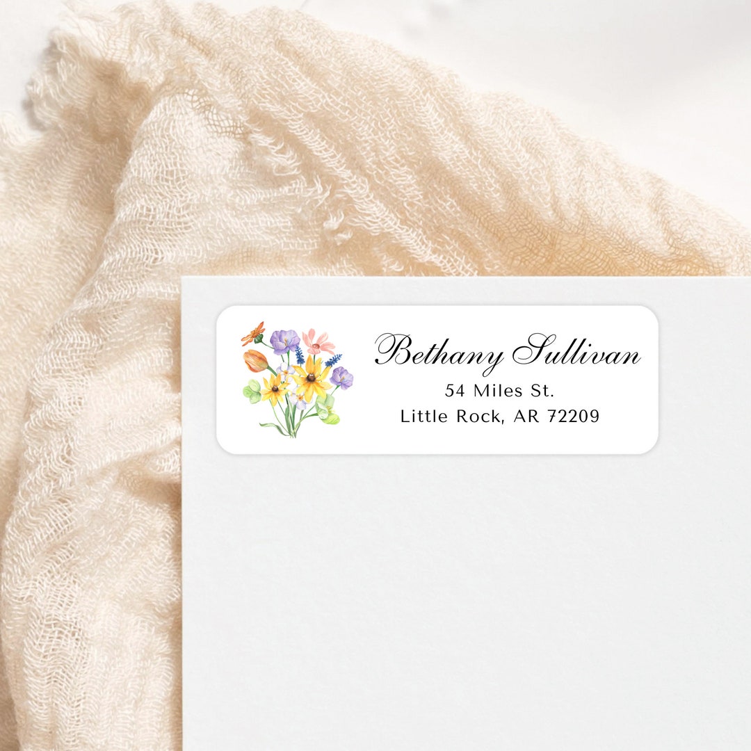 Spring Flower Bouquet Return Address Labels, Personalized Self ...