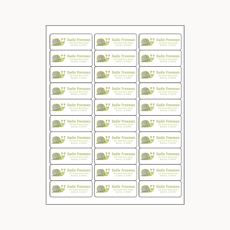 Snail Return Address Labels, Personalized Self - Adhesive Return ...