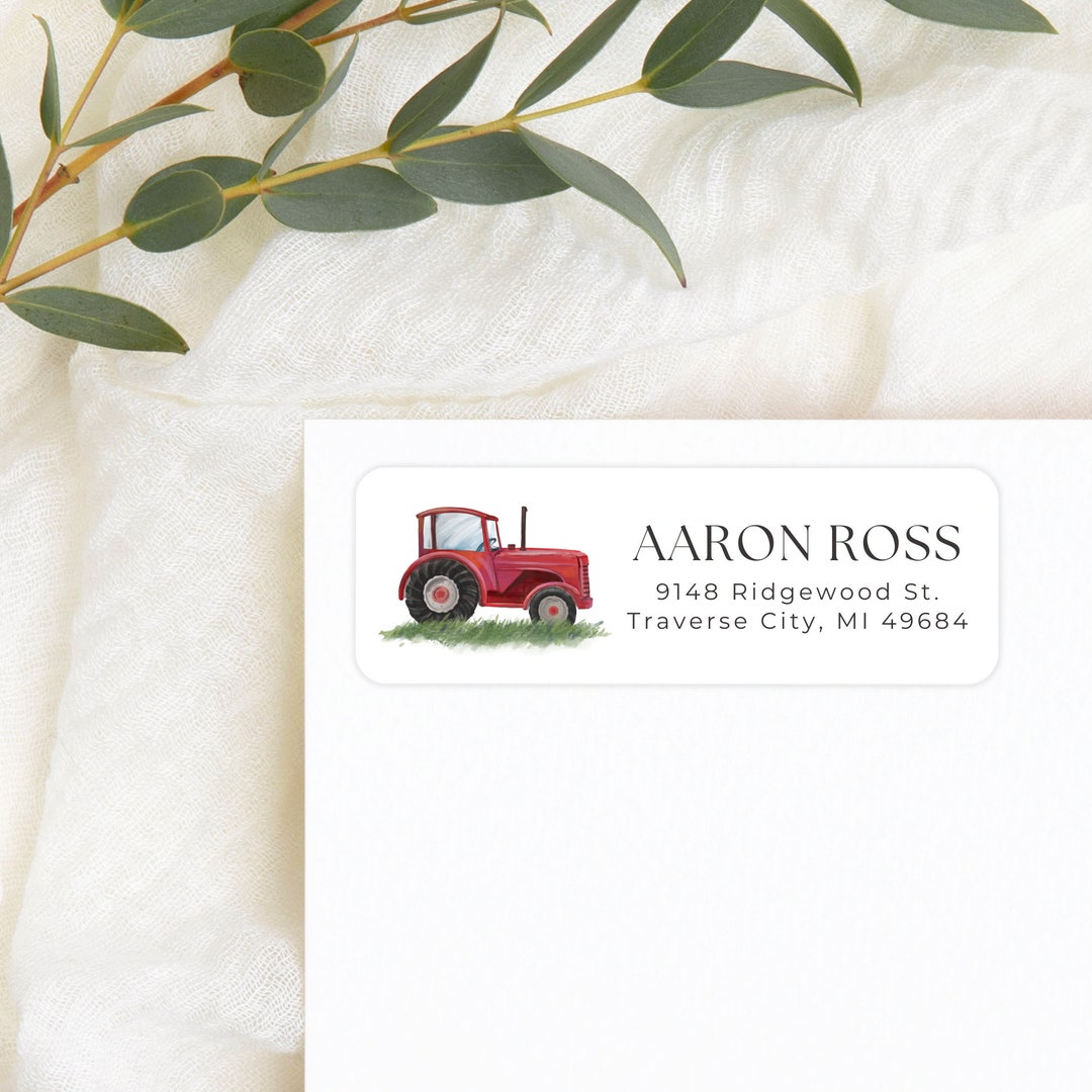 Tractor Return Address Labels, Personalized Self - Adhesive Return ...