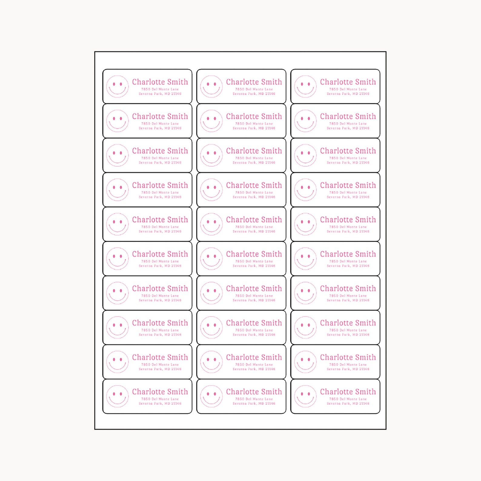 Smiley Face Return Address Labels, Personalized Self - Adhesive Return ...