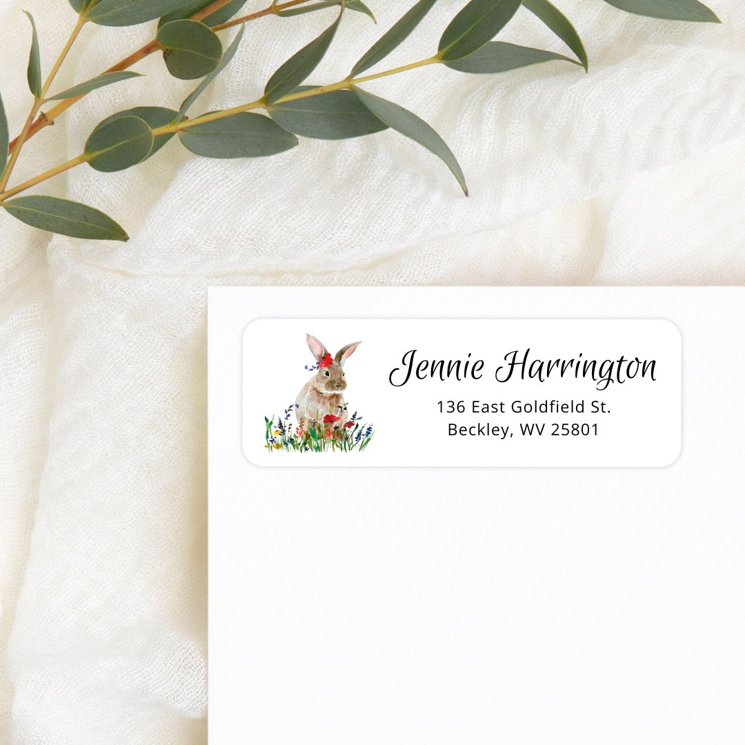 Easter Bunny Return Address Labels, Personalized Self - Adhesive Return ...
