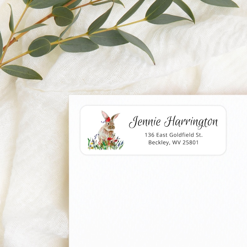 Easter Bunny Return Address Labels, Personalized Self - Adhesive Return ...
