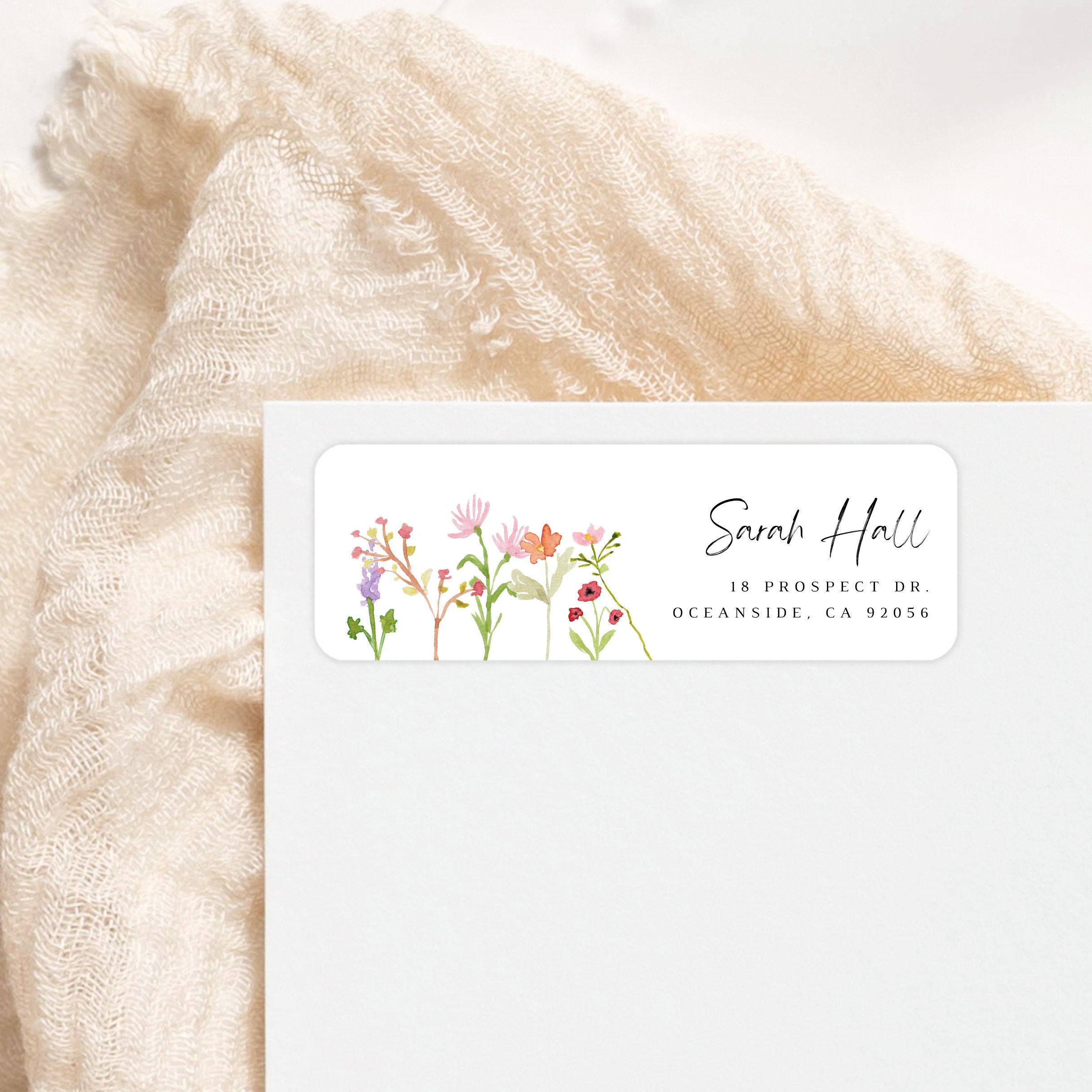 Wildflowers Floral Return Address Labels, Personalized Self - Adhesive ...