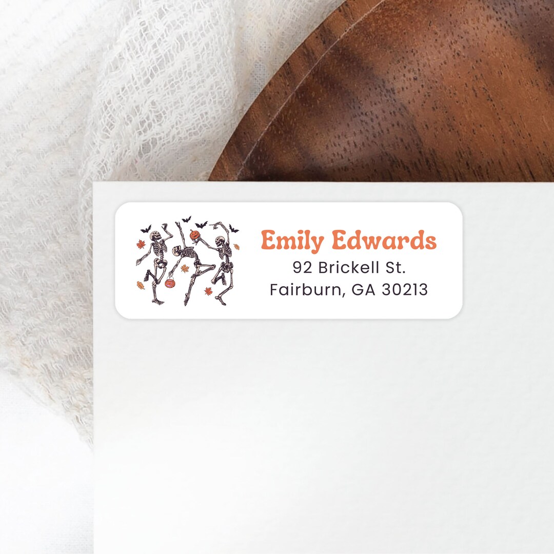 Halloween Dancing Skeleton Return Address Labels, Personalized Self ...