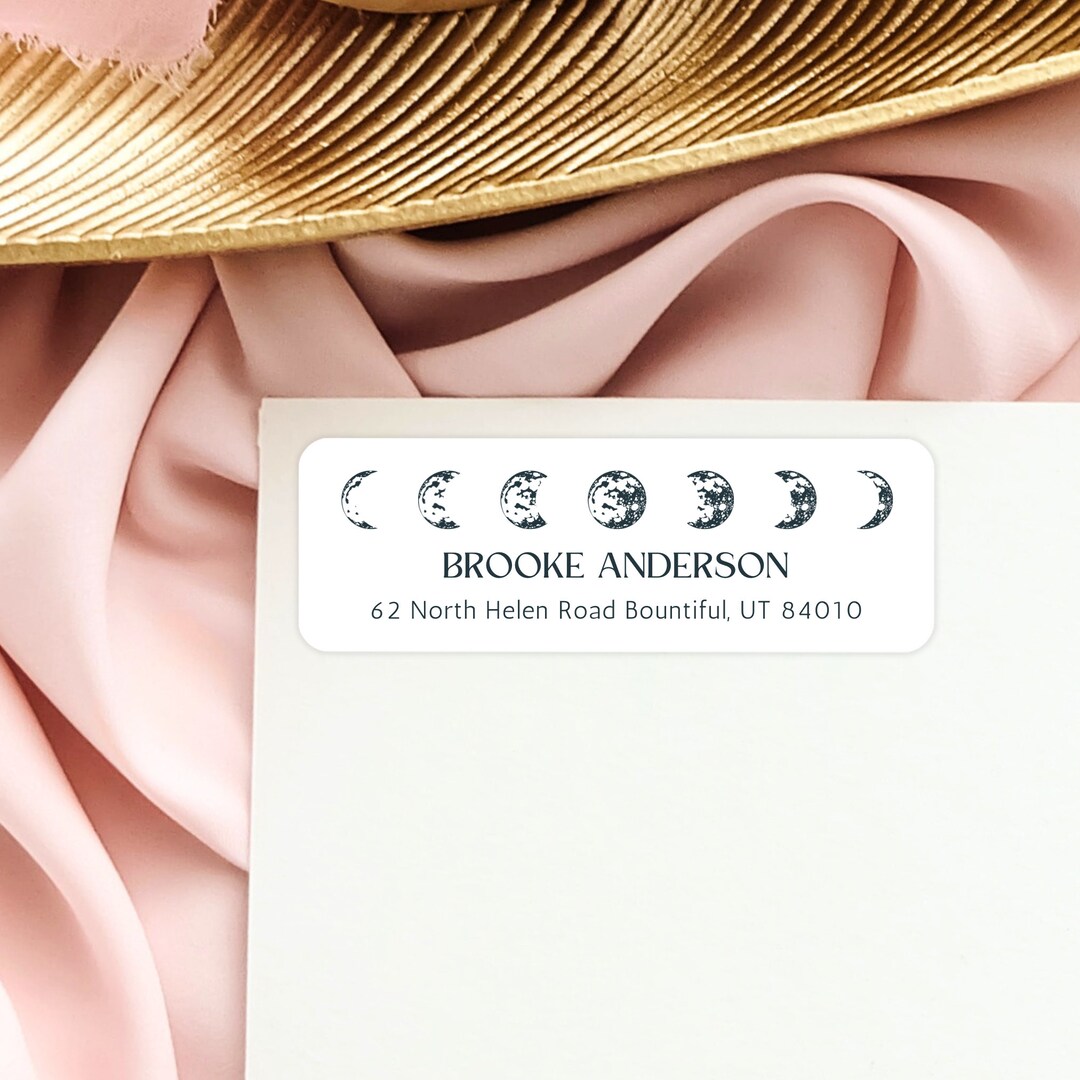 Celestial Moon Phases Return Address Labels, Personalized Self ...