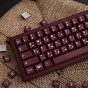 Classic Dark Red Minimalist Keycap Set for Mechanical Keyboard 129 Keys ...