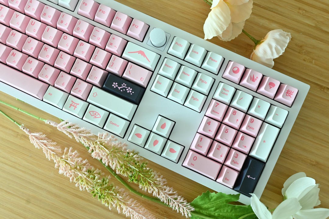 White Pink Sakura Cherry Blossom Japanese Keycap Set: Cherry Profile ...