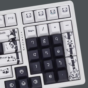 139 Pcs Cute Panda Bamboo Minimalist Theme Keycap Set for Mechanical ...