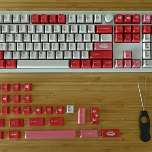 Cute Strawberry Red Bean Mochi Dessert Keycap Set for Mechanical ...