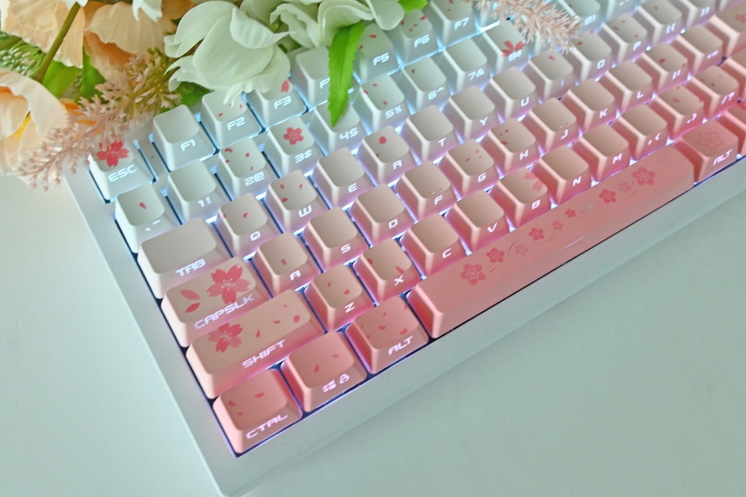 Backlit Soft Pink Cherry Blossom Keycap Set: OEM Profile, PBT - Etsy