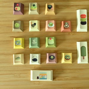 Matcha Dessert Japanese Green Tea Theme Keycaps for Numpad Mechanical ...