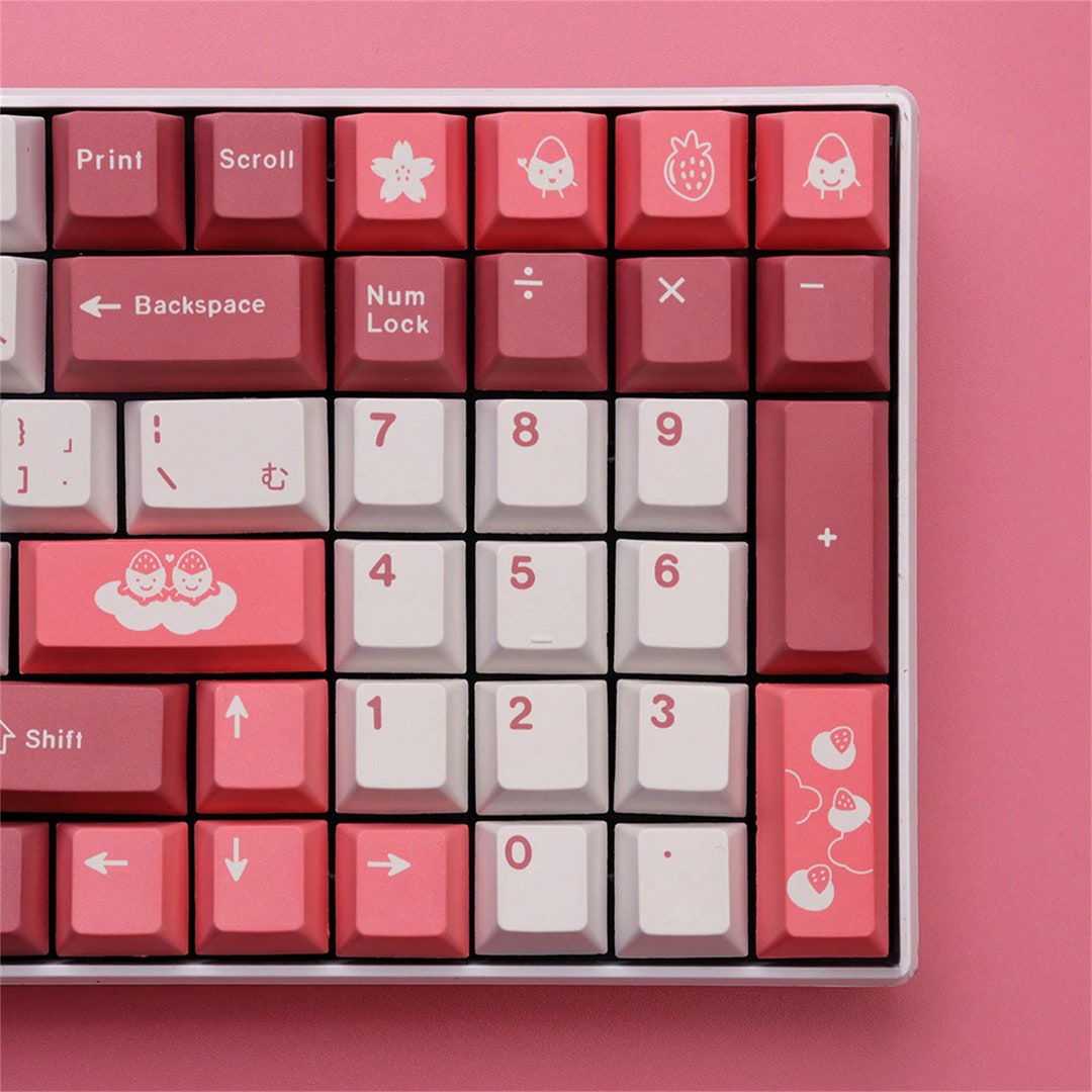 Cute Strawberry Red Bean Mochi Dessert Keycap Set for Mechanical ...