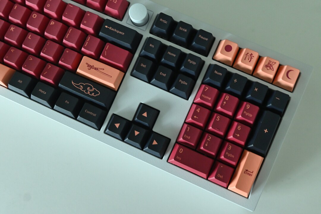 Red Samurai Ninja Japanese Theme Keycap Set for Mechanical Keyboard 139 ...