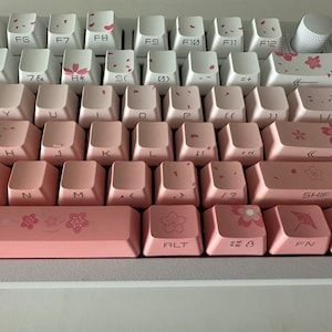 Backlit Soft Pink Cherry Blossom Keycap Set for Mechanical Keyboard ...