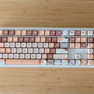 Cute Brown Cat Theme Custom Keycap Set for Mechanical Keyboard | 138 ...